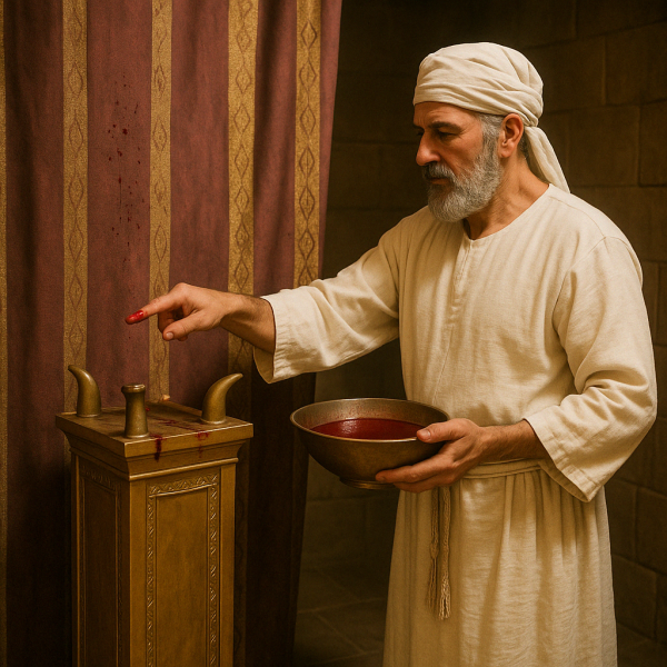 Priest applying blood to golden incense altar – The Torah Portion